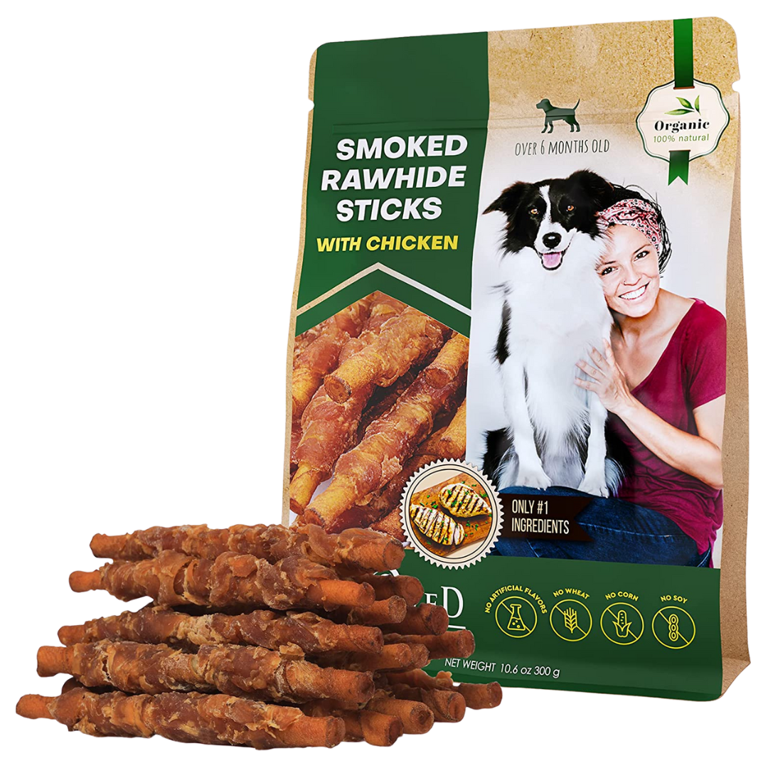 Dog Smoked Rawhide Sticks Wrapped Chicken & Pet Natural Chew Treats ...